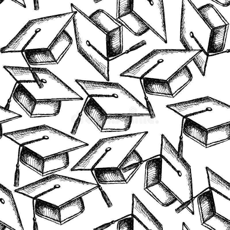 Sketch Cute Graduation Cap Flight Stock Vector - Illustration of ...