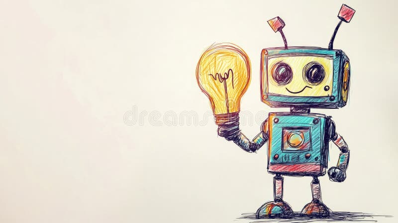Cute Retro Robot with Welcome Sign AI Generated Stock Illustration ...