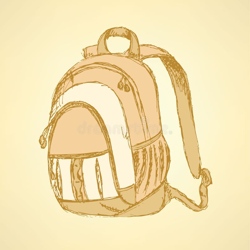 Sketch Cute School Backpack Stock Vector - Illustration of front ...