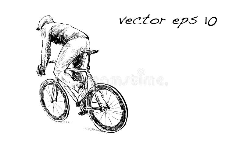 Sketch of Cyclist Riding Fixed Gear Bicycle on Street, Illustration ...