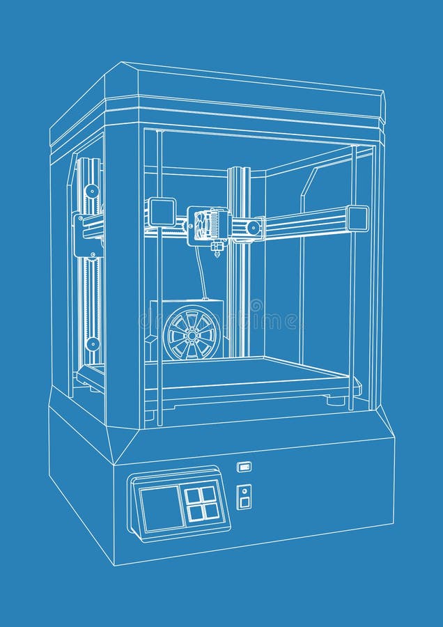 3d Printer, From Sketch To Prototype Stock Illustration - Illustration ...