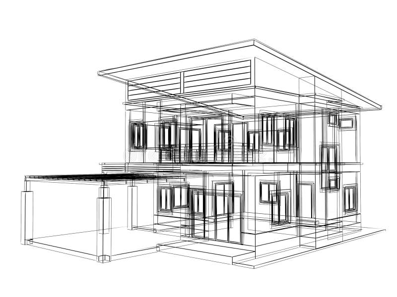 Sketch design of house stock illustration. Illustration of building ...