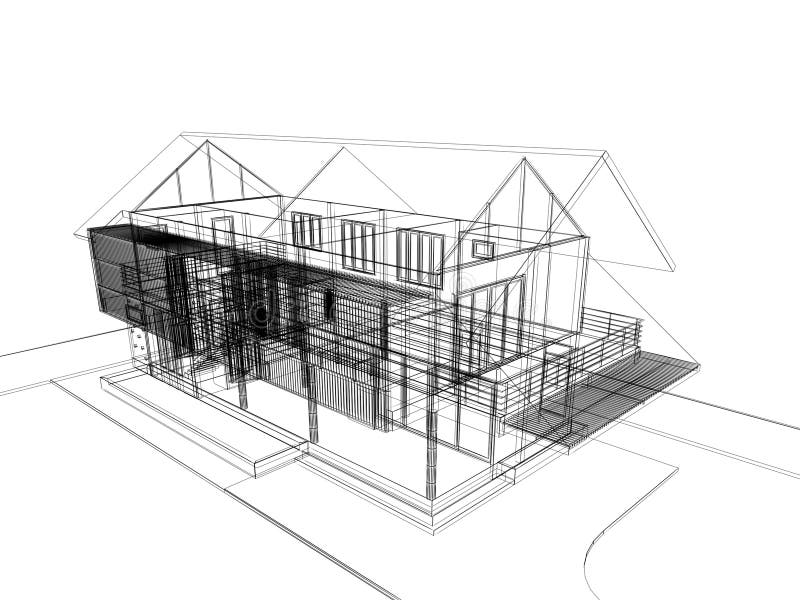 Sketch design of house stock illustration. Illustration of 3dwire ...