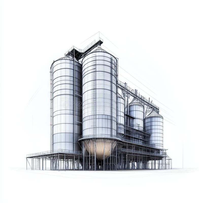 Sketch Design Industrial Silo Complex Stock Illustrations – 11 Sketch ...