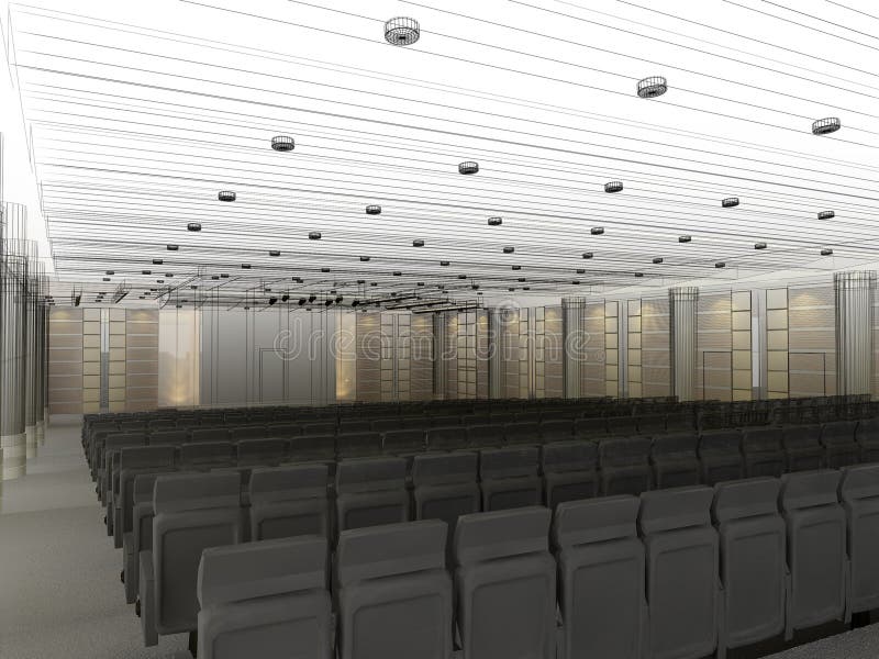 Sketch Design of Interior Auditorium Stock Illustration - Illustration ...