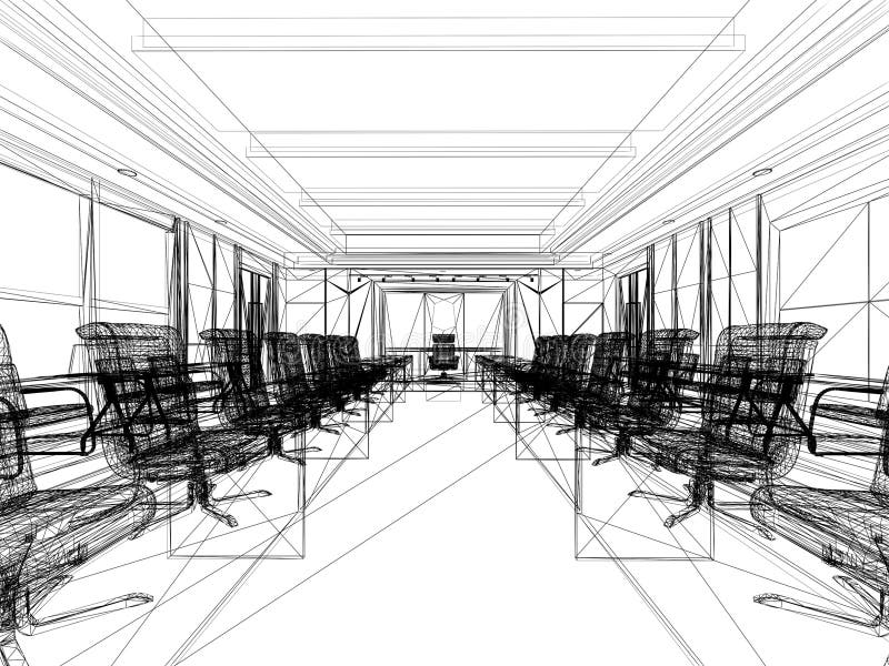 Sketch Design of Interior Conference Room, 3d Rendering Stock ...