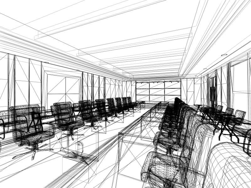 Sketch Design of Interior Conference Room, 3d Stock Illustration ...
