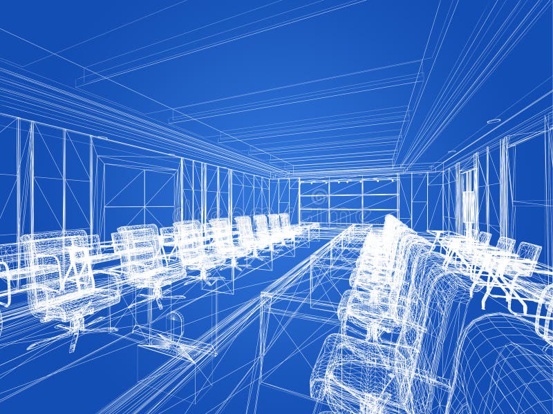 Sketch Design of Interior Conference Room, 3d Stock Illustration ...