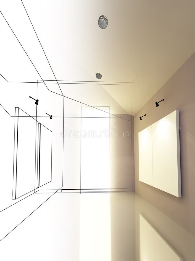 Sketch Design of Interior Exhibition Room ,museum ,3d Stock ...