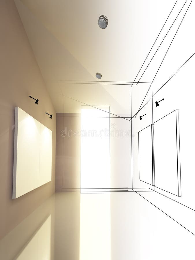 Sketch Design of Interior Exhibition Room ,museum ,3d Stock ...