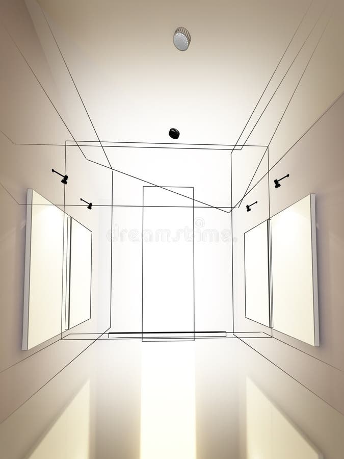 Sketch Design of Interior Exhibition Room ,museum ,3d Stock ...