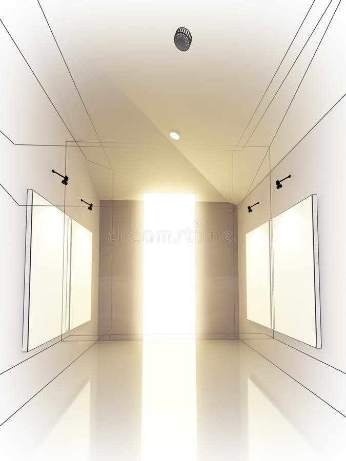 Sketch Design of Interior Exhibition Room ,museum ,3d Stock ...