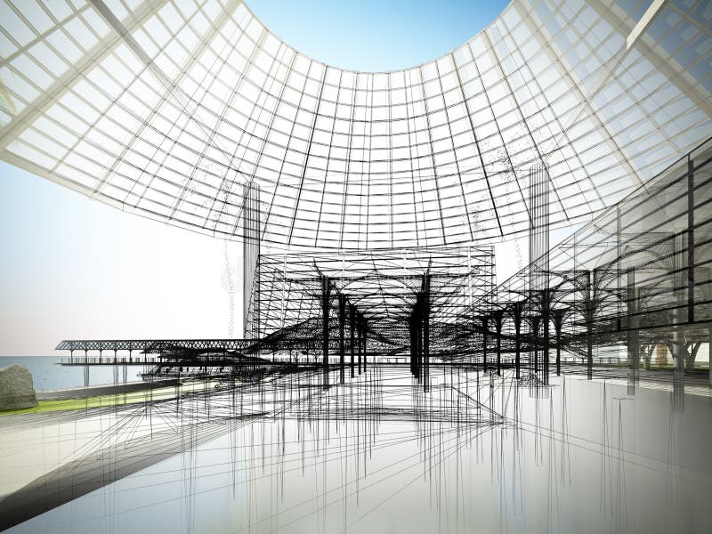 Sketch Design of Interior Hal Stock Illustration - Illustration of ...