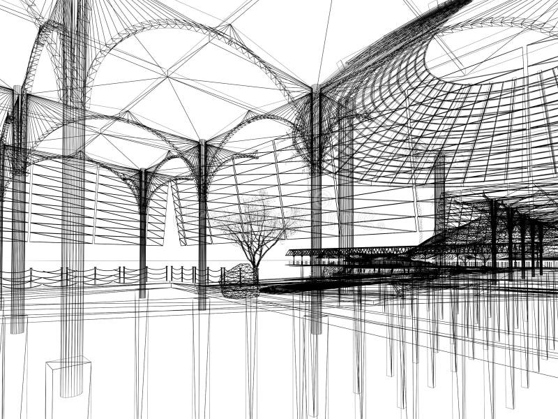 Sketch Design of Interior Hal Stock Illustration - Illustration of ...