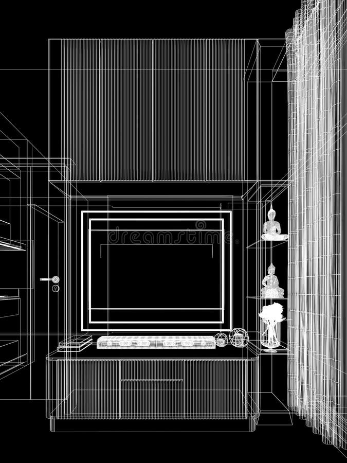 Sketch Design of Interior Living, 3d Stock Illustration - Illustration ...