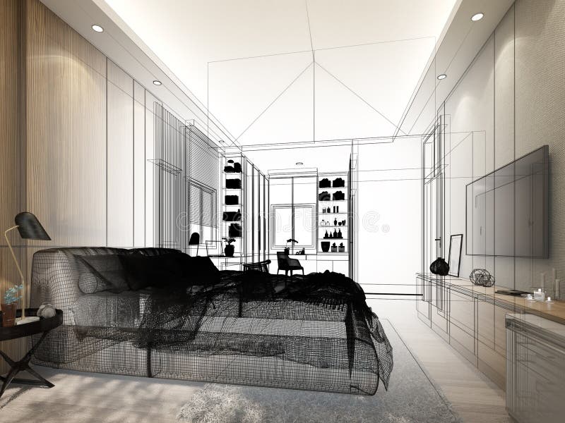 Wireframe Living Room Interior Stock Illustrations – 682 Wireframe ...