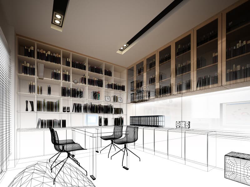 Sketch Design of Study Room Stock Illustration - Illustration of ...