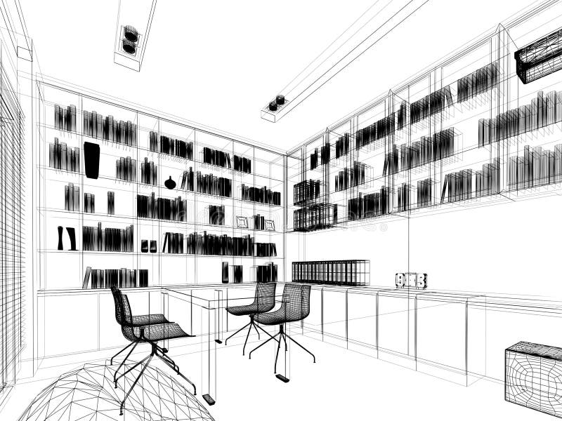 Sketch Design of Study Room Stock Illustration - Illustration of ...