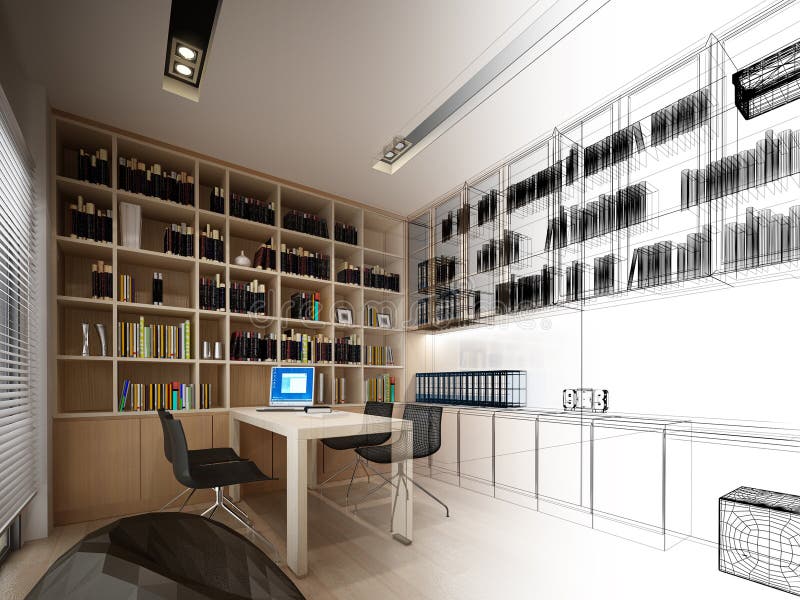 Sketch Design of Study Room Stock Illustration - Illustration of ...