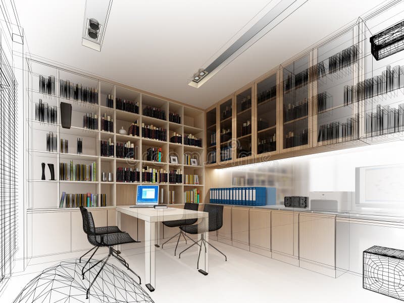 Sketch Design of Study Room Stock Illustration - Illustration of ...