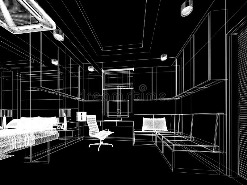 Sketch Design of Study Room Stock Illustration - Illustration of ...