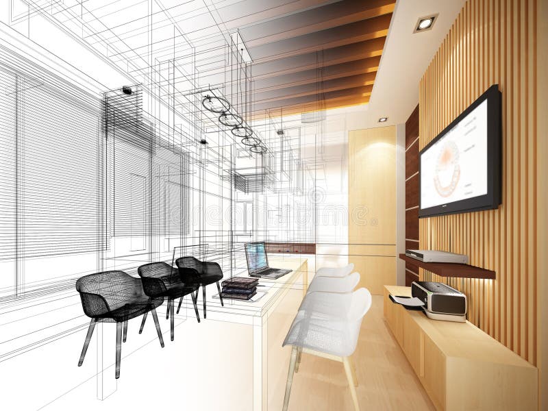 3d render study room stock illustration. Illustration of comfortable ...