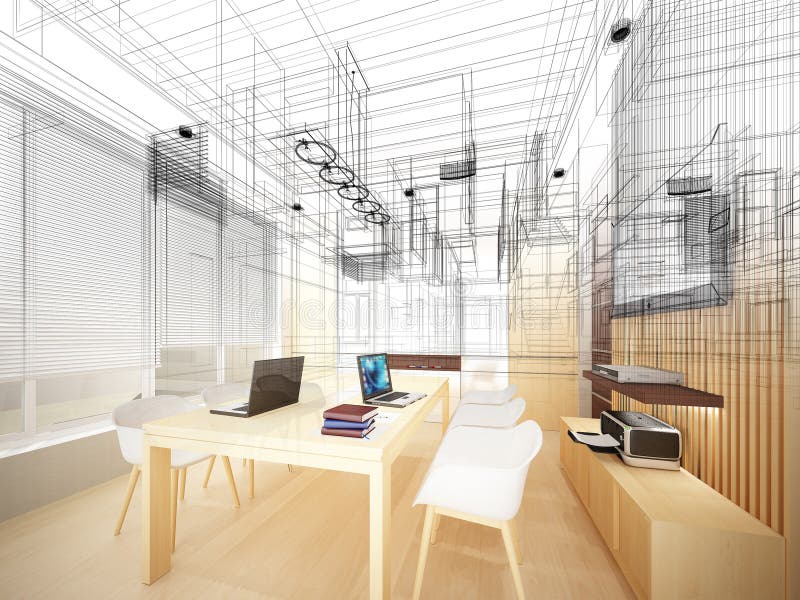 Sketch Design of Study Room Stock Illustration - Illustration of cheese ...