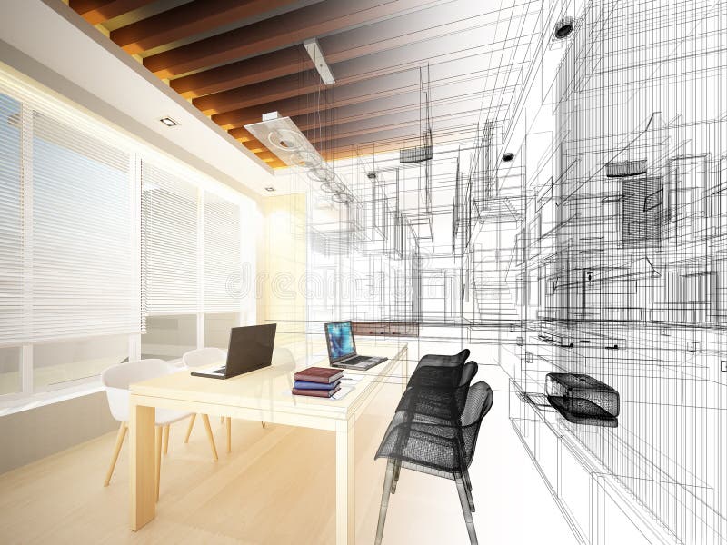 Sketch Design of Study Room Stock Image - Image of design, melted: 92540405