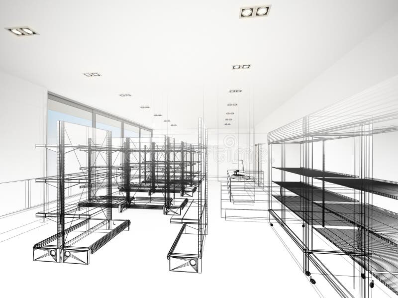 Supermarket ,3d rendering stock illustration. Illustration of industry ...