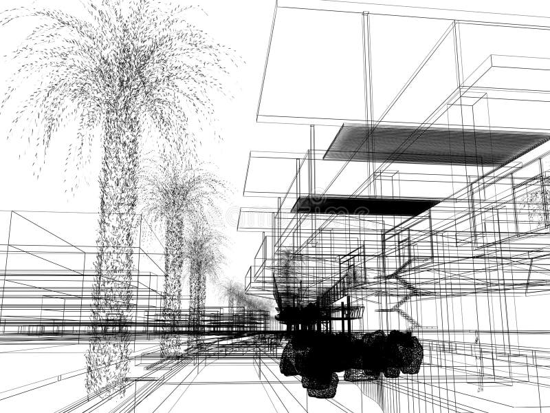 Sketch Design of Urban ,3d Wire Frame Render Stock Illustration ...