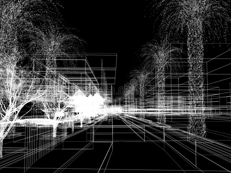 Sketch Design of Urban ,3d Wire Frame Render Stock Illustration ...