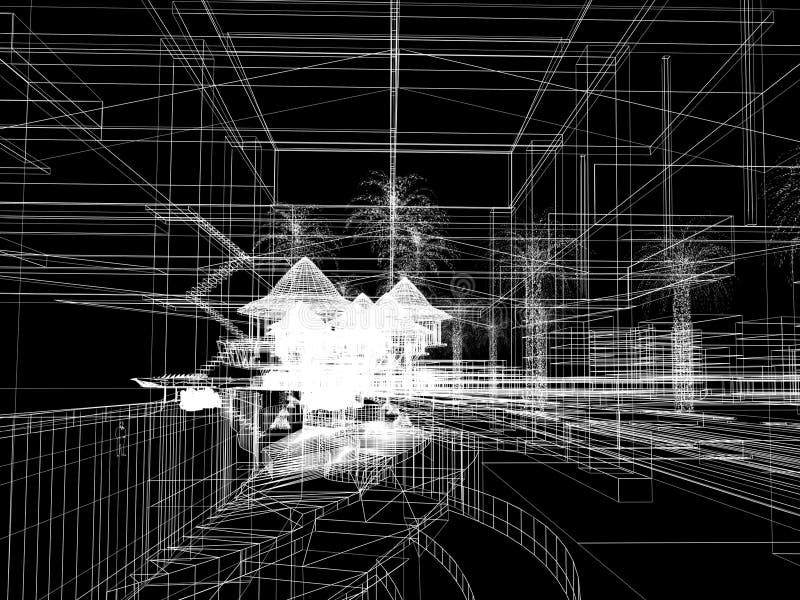 Sketch Design of Urban ,3d Wire Frame Render Stock Illustration ...