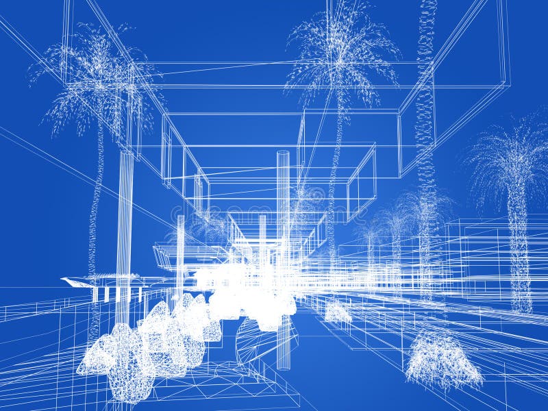 Sketch Design of Urban ,3d Wire Frame Render Stock Illustration ...