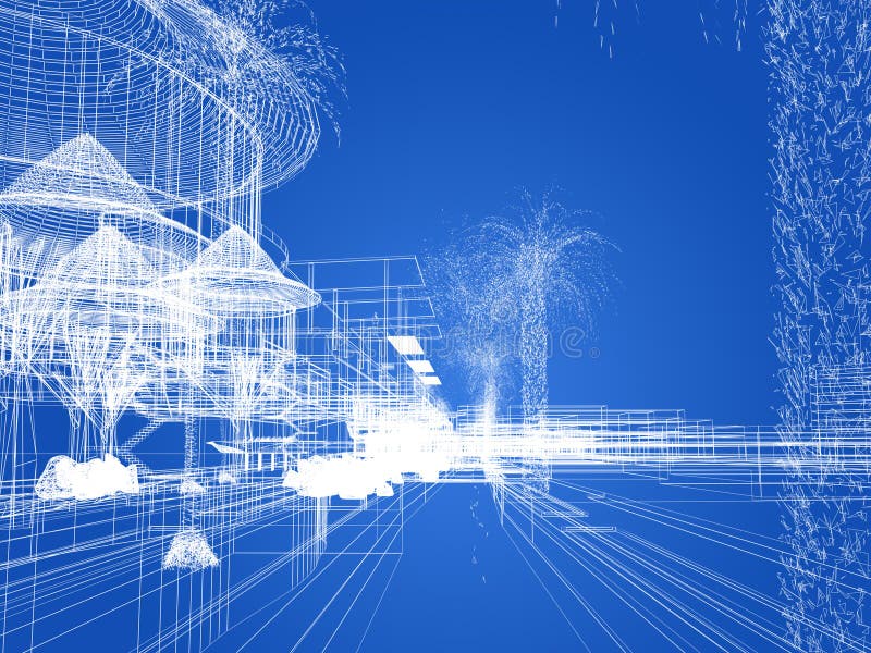 Sketch Design of Urban ,3d Wire Frame Render Stock Illustration ...