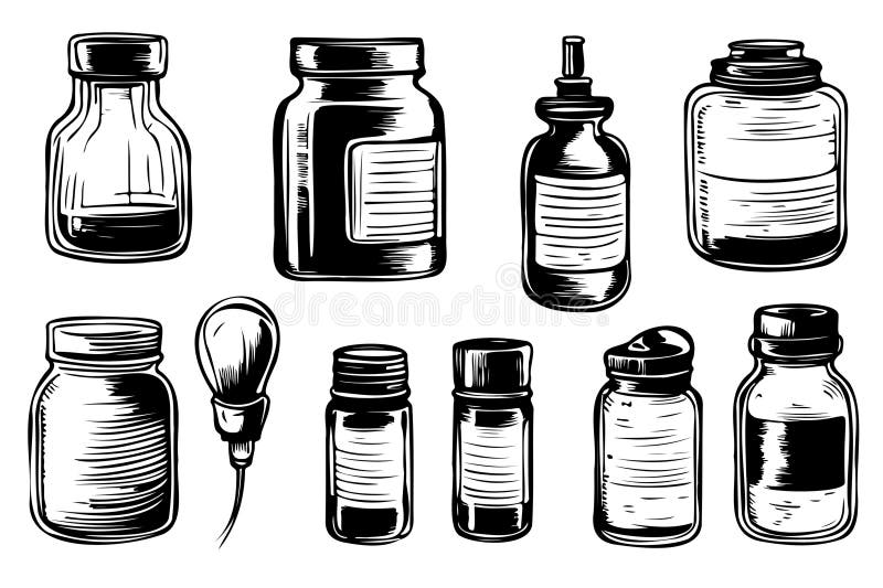 Sketch Different Shape Mason Jars. Hand-drawn Illustration Stock Vector ...