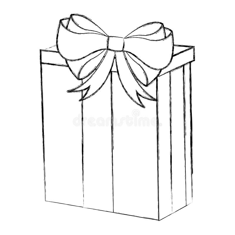 Sketch Draw Christmas Gift Cartoon Stock Vector - Illustration of event ...