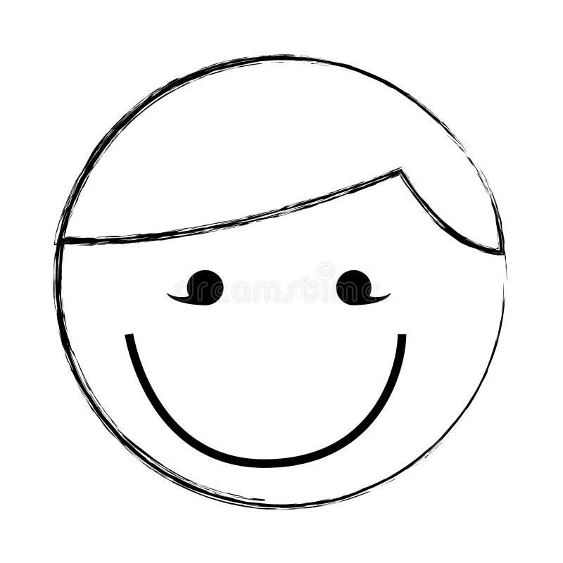 Sketch Draw Round Man Face Cartoon Stock Vector - Illustration of ...