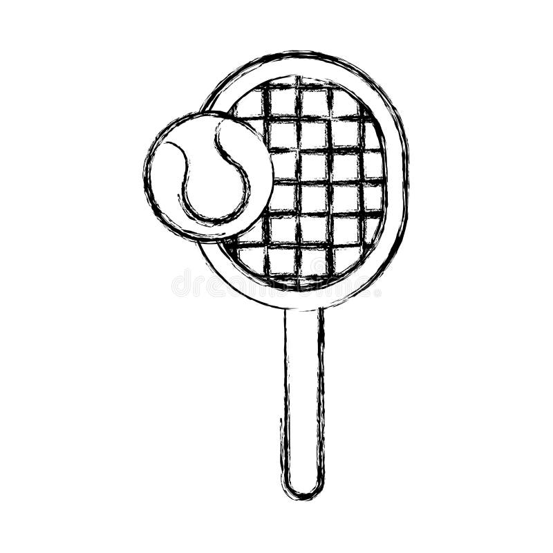 Sketch Draw Tennis Racket and Ball Cartoon Stock Vector - Illustration ...