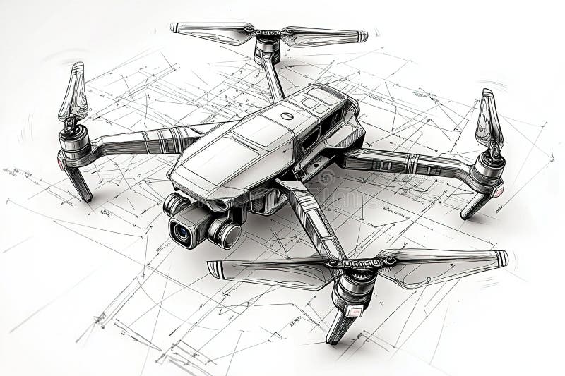 Sketch Drawing, Technical Drawing or Blue Print Design of a Modern ...