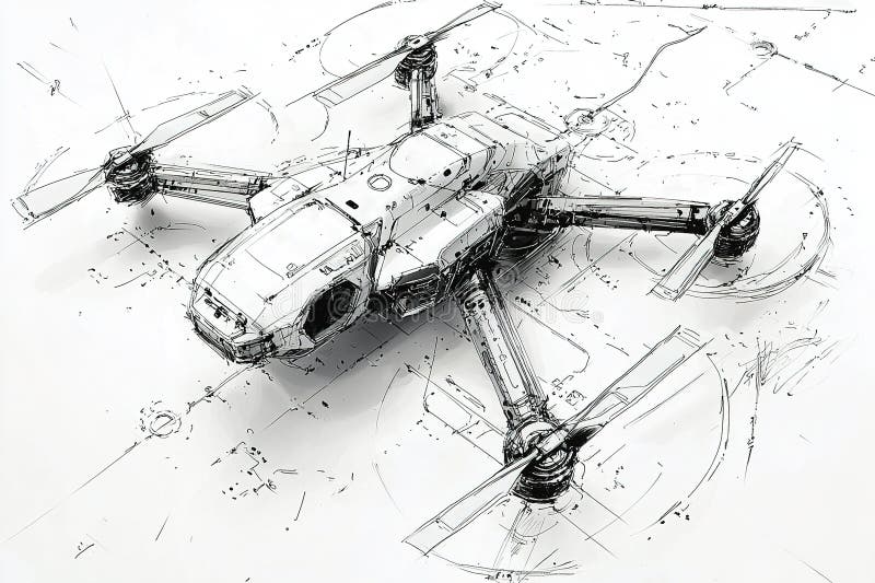 Sketch Drawing, Technical Drawing or Blue Print Design of a Modern ...