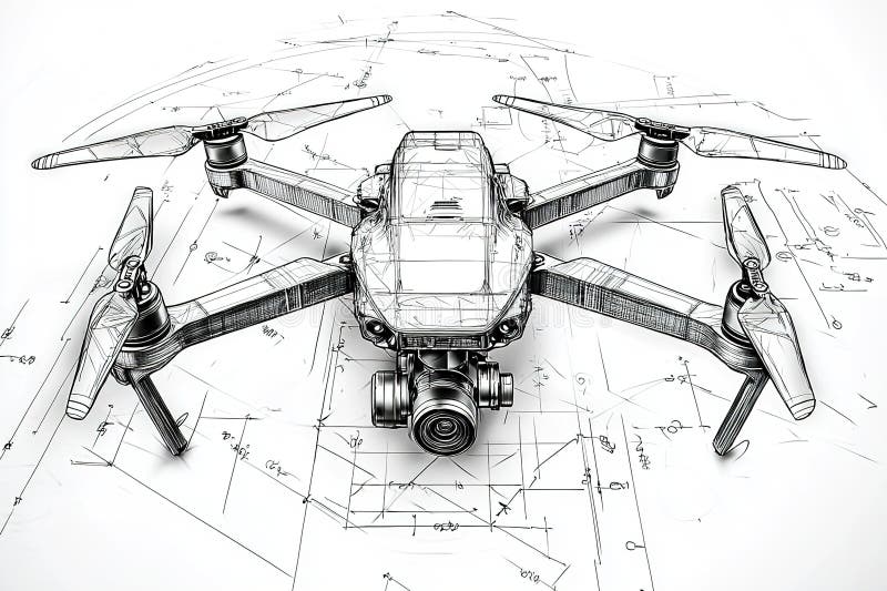 Sketch Drawing, Technical Drawing or Blue Print Design of a Modern ...