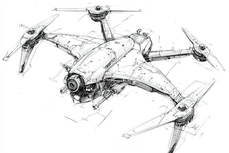 Sketch Drawing, Technical Drawing or Blue Print Design of a Modern ...