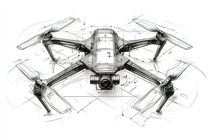 Sketch Drawing, Technical Drawing or Blue Print Design of a Modern ...