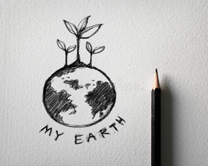 Earth Realistic Pencil Drawing