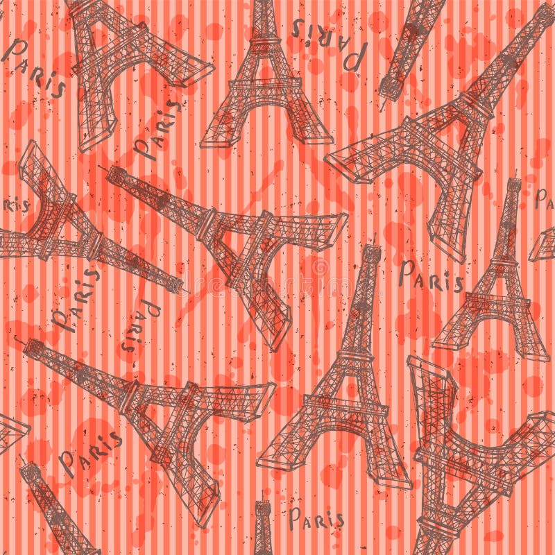 Sketch Eiffel Tower, Vector Seamless Pattern Stock Vector ... Sketch Eiffel Tower, Vector Seamless Pattern Stock Vector ...