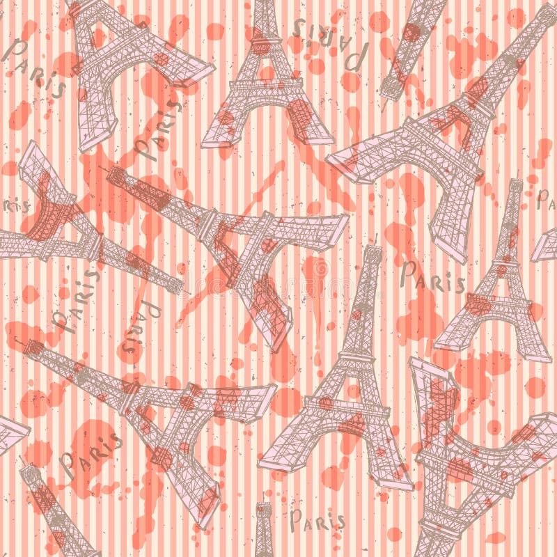 Sketch Eiffel Tower, Vector Seamless Pattern Stock Vector ... Sketch Eiffel Tower, Vector Seamless Pattern Stock Vector ...