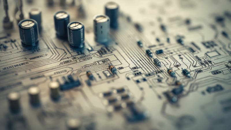 A Sketch of an Electronic Circuit Diagram and Electronic Components on ...