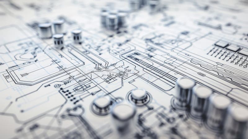 A Sketch of an Electronic Circuit Diagram and Electronic Components on ...