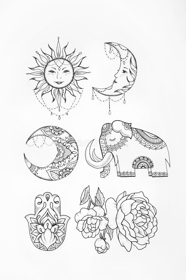 Sun Moon And Flowers Moon Sun Flowers Watercolor Set, Objects Ft.