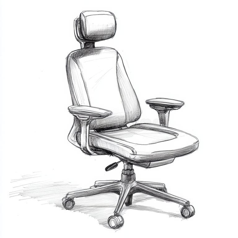 Sketch of an Ergonomic Office Chair with Adjustable Features Stock ...